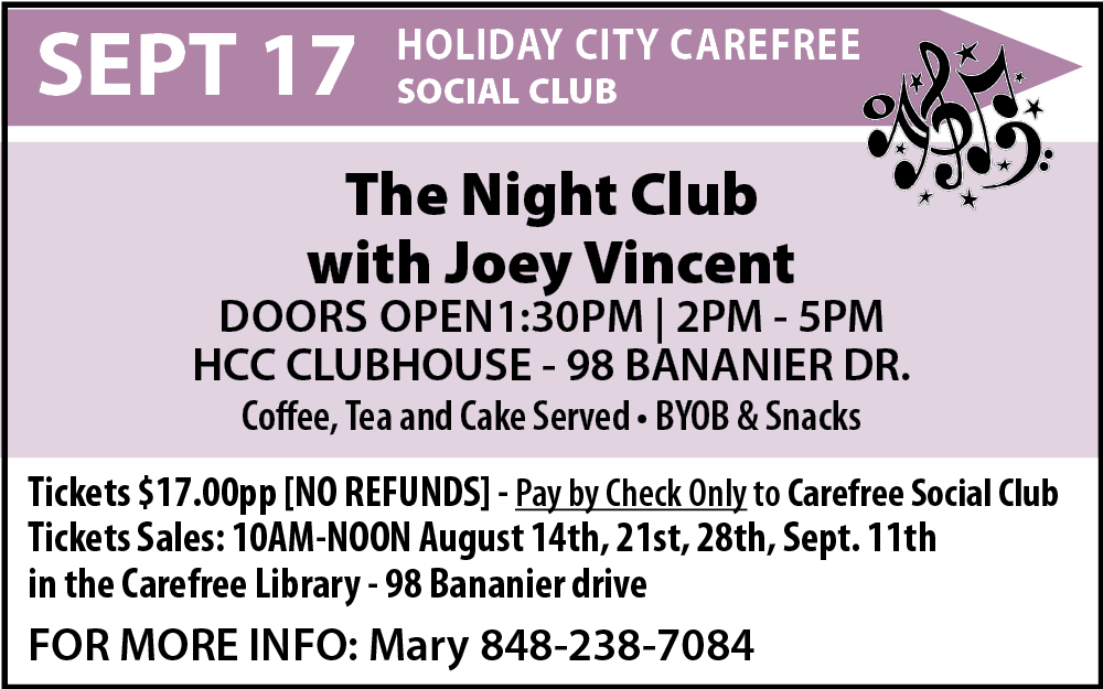 Holiday City Carefree Social Club The Night Club with Joey Vincent