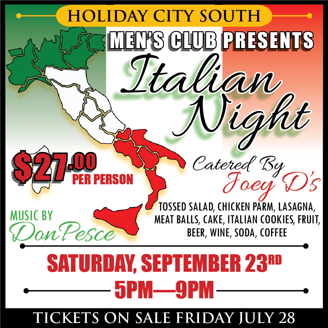 5pm Mens Club Italian Night